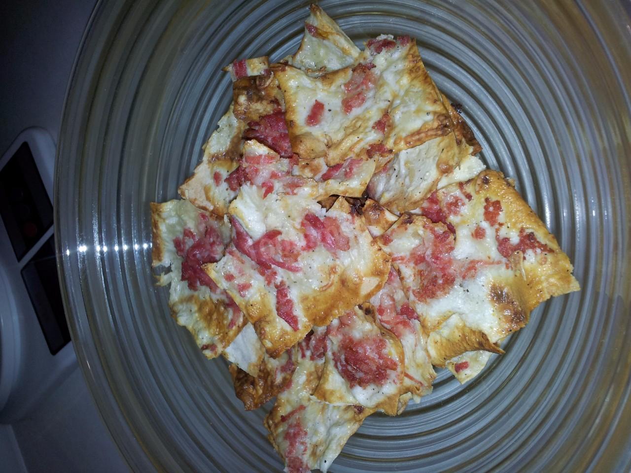Lavash chips with egg, cheese and sausage recipe with photos step by step