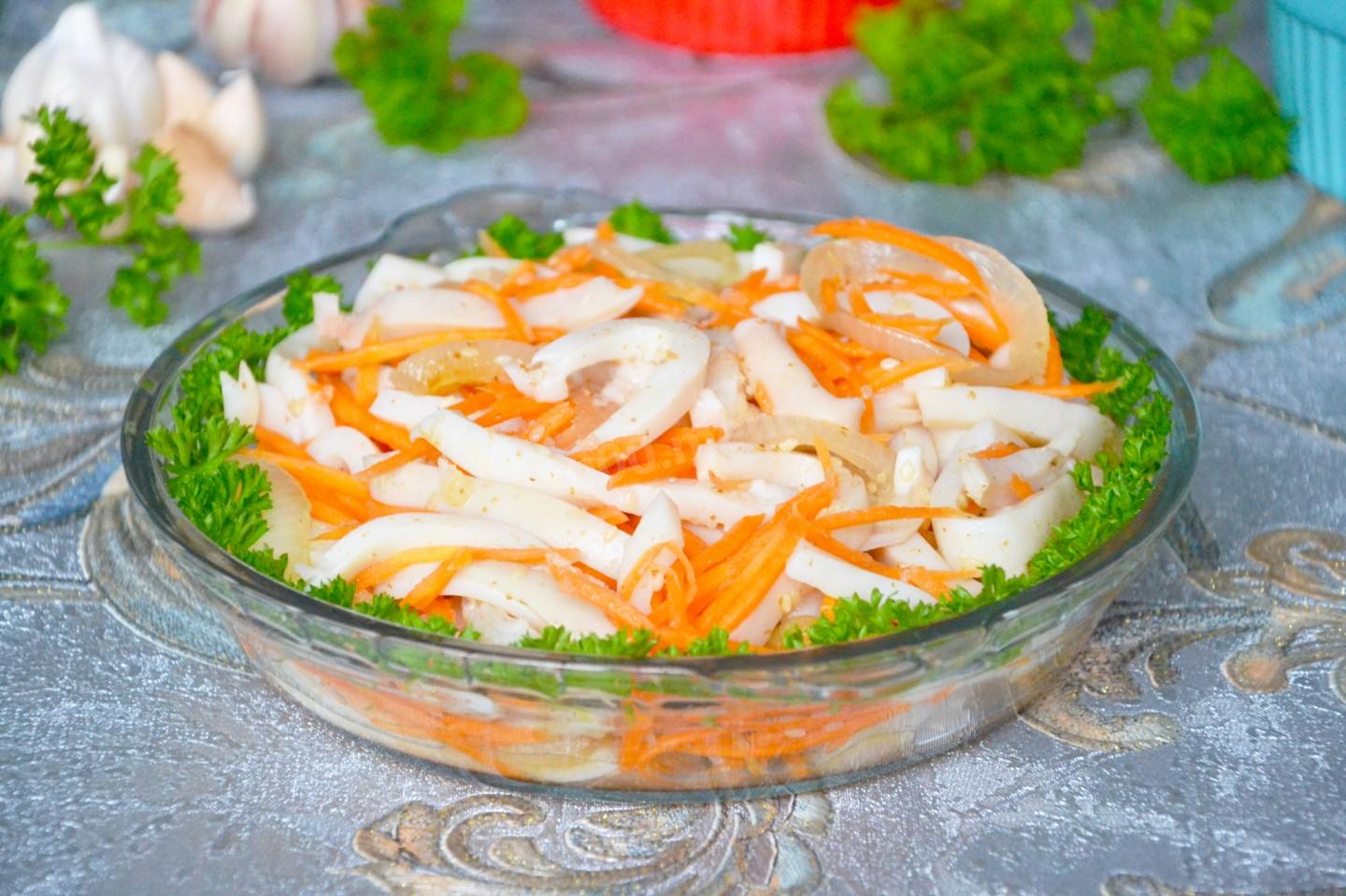 Korean marinated squid with carrots recipe with photos step by step