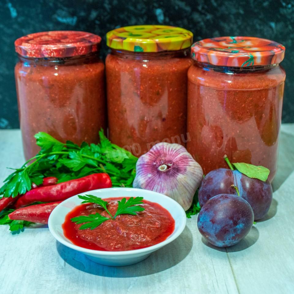 Georgian sauce Tkemali from plums with garlic and spices recipe with ...