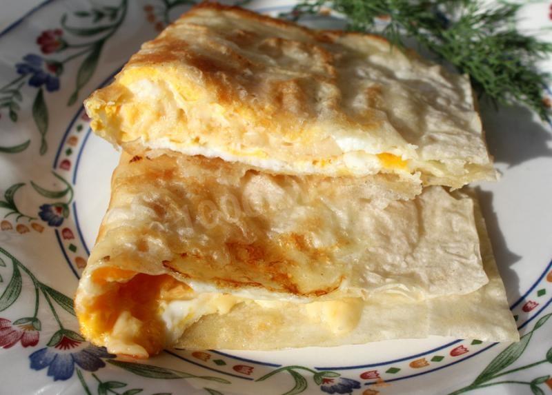 Lavash fried with egg and hard cheese recipe with photos step by step