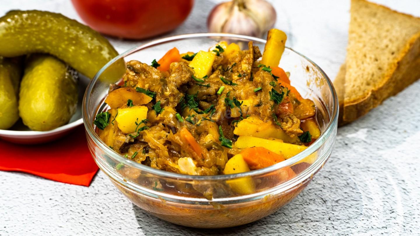 Azu with beef fillet and Tatar potatoes recipe with photos step by step